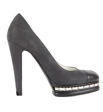 Chanel Black Leather Chain Detail Pumps Size 39