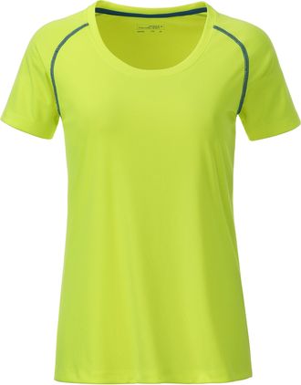 James & Nicholson Damen Ladies Sports T-Shirt, Gelb (Bright-Yellow/Bright-Blue), 40 (Herstellergröße: XL)