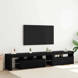 vidaXL Vidaxl - Cabinets tv 2 pcs avec lumi&egrave;res led Ch&ecirc;ne noir Bois ding&eacute;nierie
