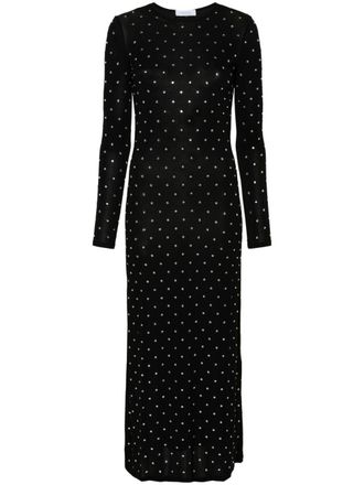 Paco Rabanne robe longue à ornements en cristal - Noir