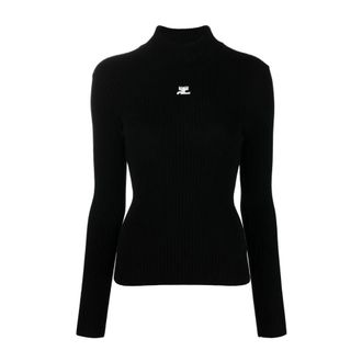 Courr&egrave;ges Schwarze Pullover f&uuml;r Frauen - - Knitwear - Damen - Schwarzk - XS