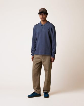 Faguo Polo manches longues bleu coton bio