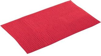 MSV Tapis de Bain Tapis de Douche Chenille Poils Longs Microfibres Moelleux Anti-dérapant 60x90 cm Rouge