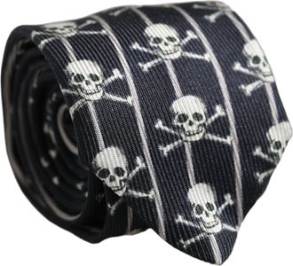 Dolce & Gabbana Silk Skull Print Necktie - Black