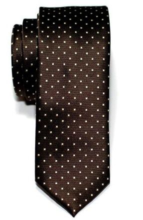 Retreez Cravate Fine Slim Tiss&eacute;e &Agrave; pois &agrave; &eacute;pingles pour homme - Marron fonc&eacute; et Marron