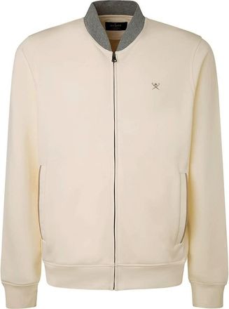 Hackett Mens Bomber Fz Jacket Sweatshirt, Ecru, 3XL