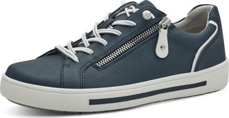 Jana Damen Sneaker flach mit Rei&szlig;verschluss Vegan, Blau (Navy), 37 EU