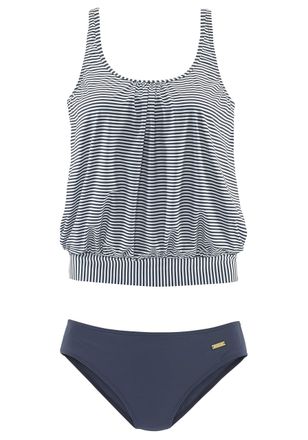 Lascana Damen Oversize-Tankini Streifen, Softcups, Verstellbare Tr&auml;ger