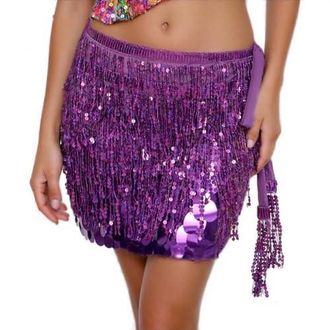 Generic Mini Jupe a Paillettes Femme Jupe Danse du Ventre Costume Danse Latine avec Taille &eacute;lastique Jupes de Carnaval &agrave; Sequins Taille Haute Jupes de Soir&eacute;e 