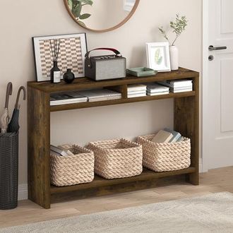 Furinno Viola Konsolentisch, 3-st&ouml;ckiger schmaler Konsolentisch mit extra dickem Rahmen und Ablageboden, 47.2 breiter Sofatisch, f&uuml;r Wohnzimmer, Homeoffice, E