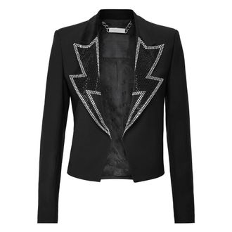 Philipp Plein Crop Blazer mit Kristallen - - Jackets - Damen - Schwarzk - S