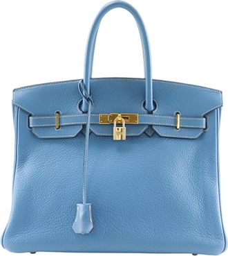Herm&egrave;s Blue Jean Clemence Birkin Retourne 35