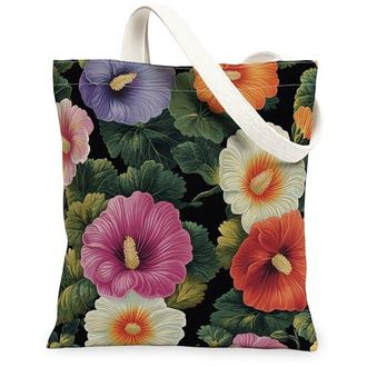 Generic Sac fourre-tout en toile de rose tr&eacute;mi&egrave;re pour le shopping, 33 x 38 cm, motif floral r&eacute;tro vintage r&eacute;utilisable, sac d&eacute;picerie pour femme, esth&eacute;tique,