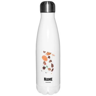 Mr. & Mrs. Panda Personalisierte Thermosflasche Kuh - Geschenke, Bauernhof, Getränkeflasche Personalisiert, Hof, Milch, Spruch, Klassische Mit Namen, Isolierflasche Gr