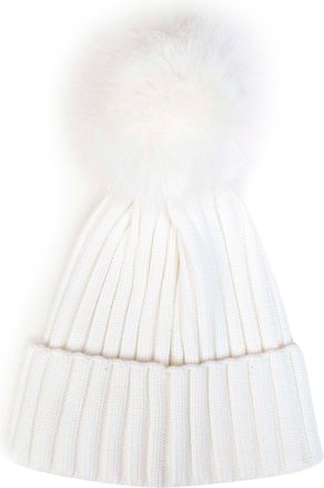 Moncler L20933B00039M1131034 Virgin Wool Ribbed Knit Beanie - White
