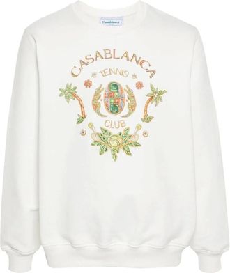 Casablanca Homme, Sweatshirts et sweats &agrave; capuche, Blanc, Taille: XL SweaT-shirt ras du cou en coton