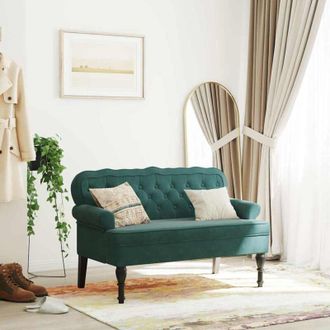 vidaXL vidaXL Banc avec dossier vert fonc&eacute; 119,5x64,5x75 cm velours