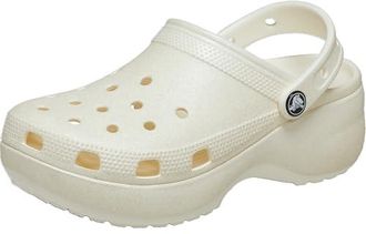 Crocs Womens Classic Platform Glitter Clog 34-35 EU Chalk