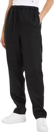 Tommy Hilfiger Damen Stoffhose Casual Linen Pull On Pant Tapered Fit, Schwarz (Black), 46
