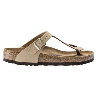 Birkenstock Femme, Chaussures, Beige, Taille: 38 EU Gizeh Soft Footbed Nubuck Leather Regular Fit