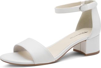 Tamaris Damen Sandaletten, Frauen Sandalen,bequemlichkeit,breit,daempfung,elegant,breite,Glitzer,Grey,Gruen,komfortable,Nude,White MATT,39 EU