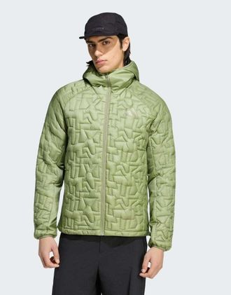 adidas Terrex xperior primaloft veste &agrave; capuche rembourr&eacute;e l&eacute;g&egrave;re vert tente