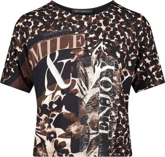 Betty Barclay Damen Oversize-Shirt mit Aufdruck 42, Braun/Beige