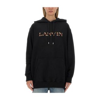 Lanvin Femme, Sweatshirts et sweats &agrave; capuche, Noir, Taille: 40 FR Sweat &agrave; capuche avec logo brod&eacute;