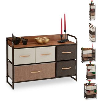 Relaxdays Armoires avec tiroirs, 4 à 7 compartiments, support, salon, petite armoire, nuit, 58 x 87,5 x 31,5 cm brun - Relaxdays