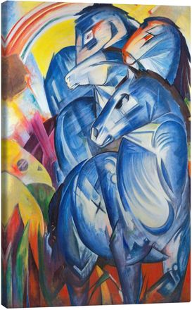 Posterlounge Der Turm der blauen Pferde Leinwandbild von Franz Marc 70 x 100 cm Blau Wandbilder Wanddeko
