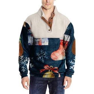 Generic Pull à col rond pour homme - Style décontracté - Imprimé de Noël en 3D - Col rond - Manches longues - Pull dhiver - Coupe ajustée, Mr1, 3XL