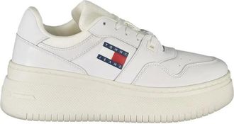 Tommy Hilfiger Femme, Chaussures, Blanc, Taille: 37 EU Leather Baskets