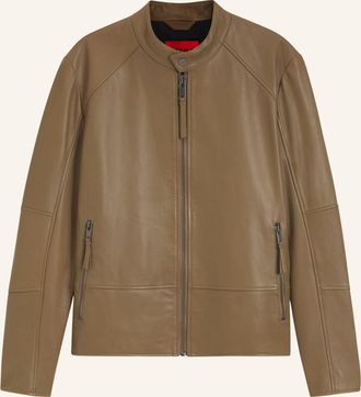 HUGO BOSS Hugo Lederjacke Likos Slim Fit beige