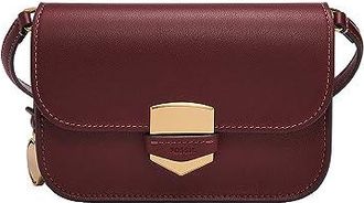 Fossil Sac à mains femme Lennox, petit Sac à bandoulière à rabat en cuir de vachette lisse, rouge, l : 17.8 cm, l : 4.4 cm, h : 12.7 cm, ZB1926243