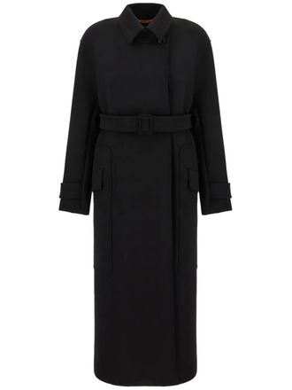 Max Mara manteau long à taille ceinturée - Noir
