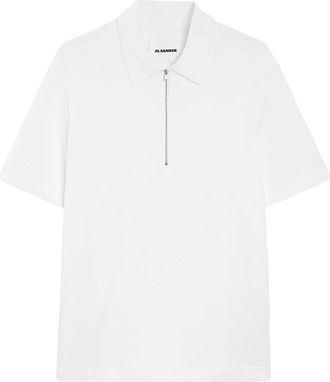 Jil Sander Homme, Tops, Blanc, Taille: M Polo Tricot Zipp&eacute;