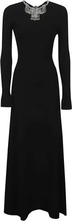 Paco Rabanne Femme, Robes, Noir, Taille: 38 FR Longue Robe en Maille Dos Nu avec Broderies