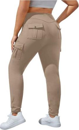 Generic Pantalon Cargo Femme Taille Moyenne- Legging De Sport Élasticité Multi-Poches Coupe Slim Couleur Unie Décontracté Collants Chic Et Élégants Classiques