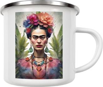 artboxONE Emaille Tasse Frida Kahlo Geb von Paul Rommer - Emaille Becher Fashion
