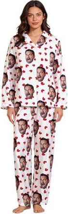 Generic Ensemble de pyjama personnalis&eacute; pour femme avec photo - Impression personnalisable de famille et danimaux domestiques, manches longues en soie de lait