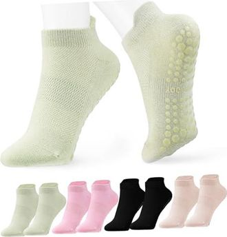 UPKOCH 4 paires Chaussettes de Yoga Antidérapantes pour Femmes Coton Respirant Courtes et Confortables pour Pilates Course et Fitness Intérieur