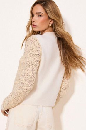 Lipsy Strickjacke Lipsy gemusterte Strickjacke mit Mesh, Regular (1-tlg)