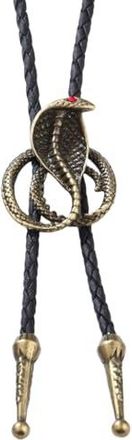 Generic Cravate Bolo unisexe faite à la main en cuir synthétique tressé avec pendentif serpent cobras en métal vintage, Comme indiqué., taille unique