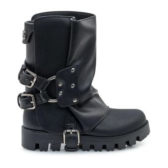 Dolce & Gabbana Femme, Chaussures, Noir, Taille: 37 EU Bottine en caoutchouc et cuir