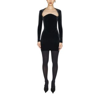 MUGLER Lang&auml;rmeliges Minikleid - - Dresses - Damen - Schwarzk - XS