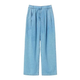 Twin-Set Actitude, Femme, Pantalons, Bleu, Taille: W25 Jean large enti&egrave;rement orn&eacute; de strass