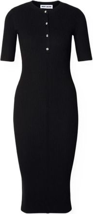 DKNY Dkny, Femme, Robes, Noir, Taille: 38 FR Button Rib Dress