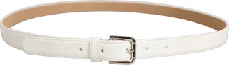 Dolce & Gabbana Silver Tone Metal Buckle Belt - White