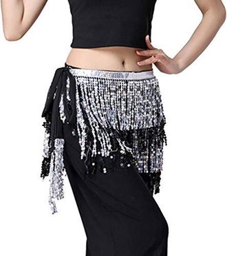 Generic Mini jupe scintillante pour costume de danseuse &agrave; paillettes pour danse du ventre - Jupe &agrave; paillettes pour femme - Jupe moulante pour f&ecirc;te, spectacle,