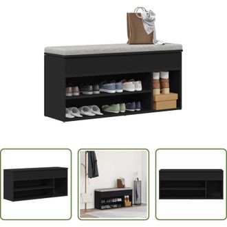 vidaXL vidaXL Holzschuhbank - Schuhbank Schwarz 102x30,5x45 cm Holzwerkstoff
